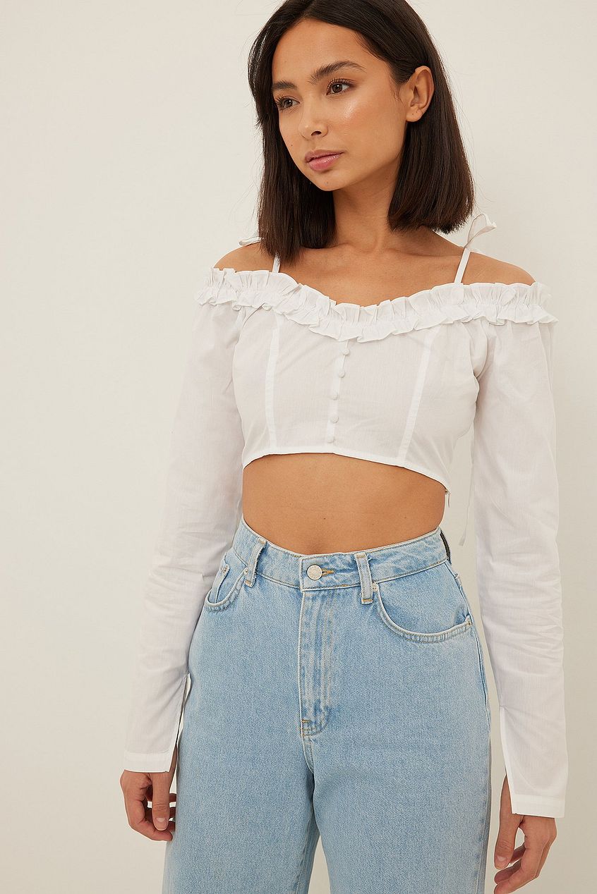 Organic Cotton Frill Blouse White | na-kd.com