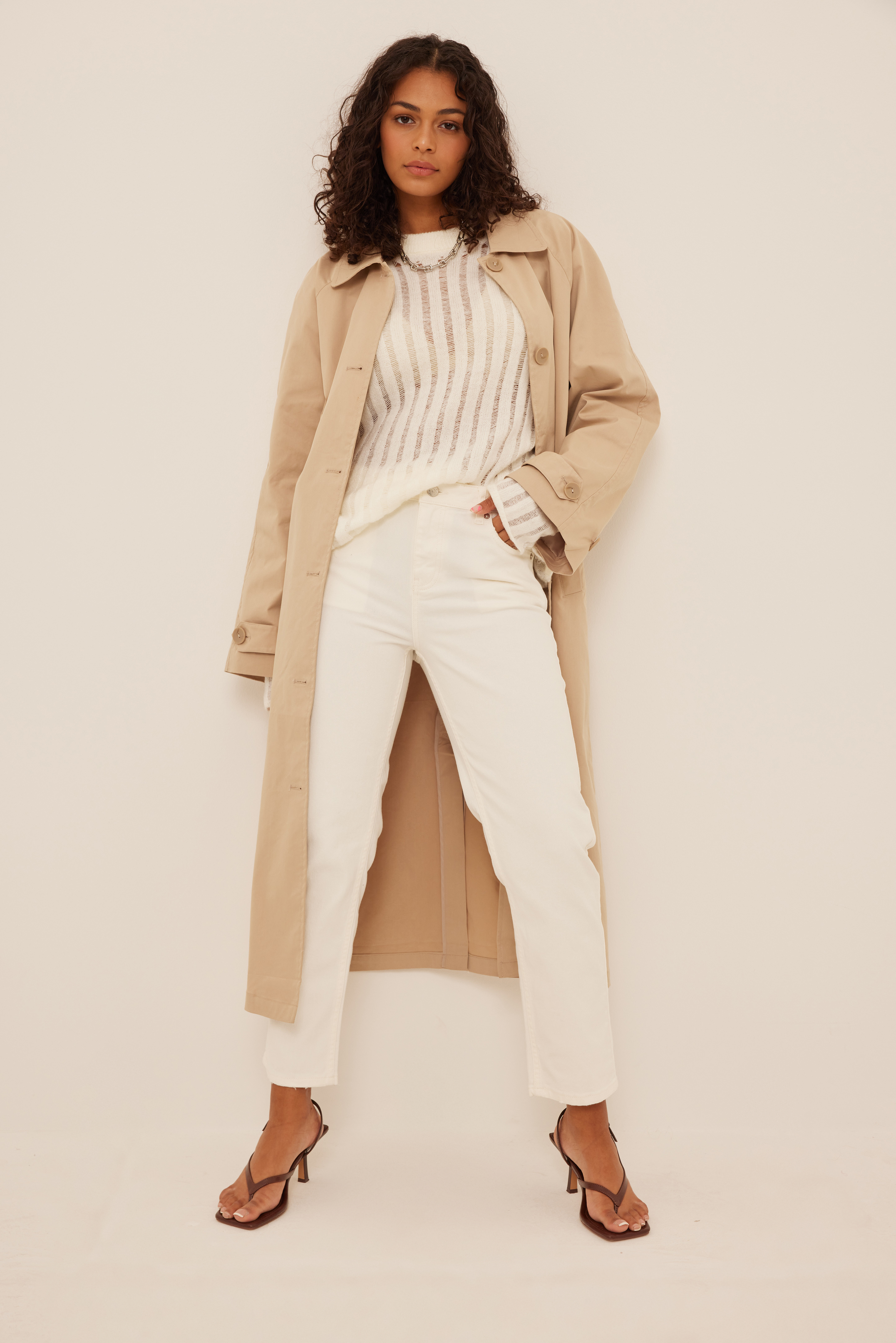 Mid Waist Slim Leg Jeans Offwhite | na-kd.com