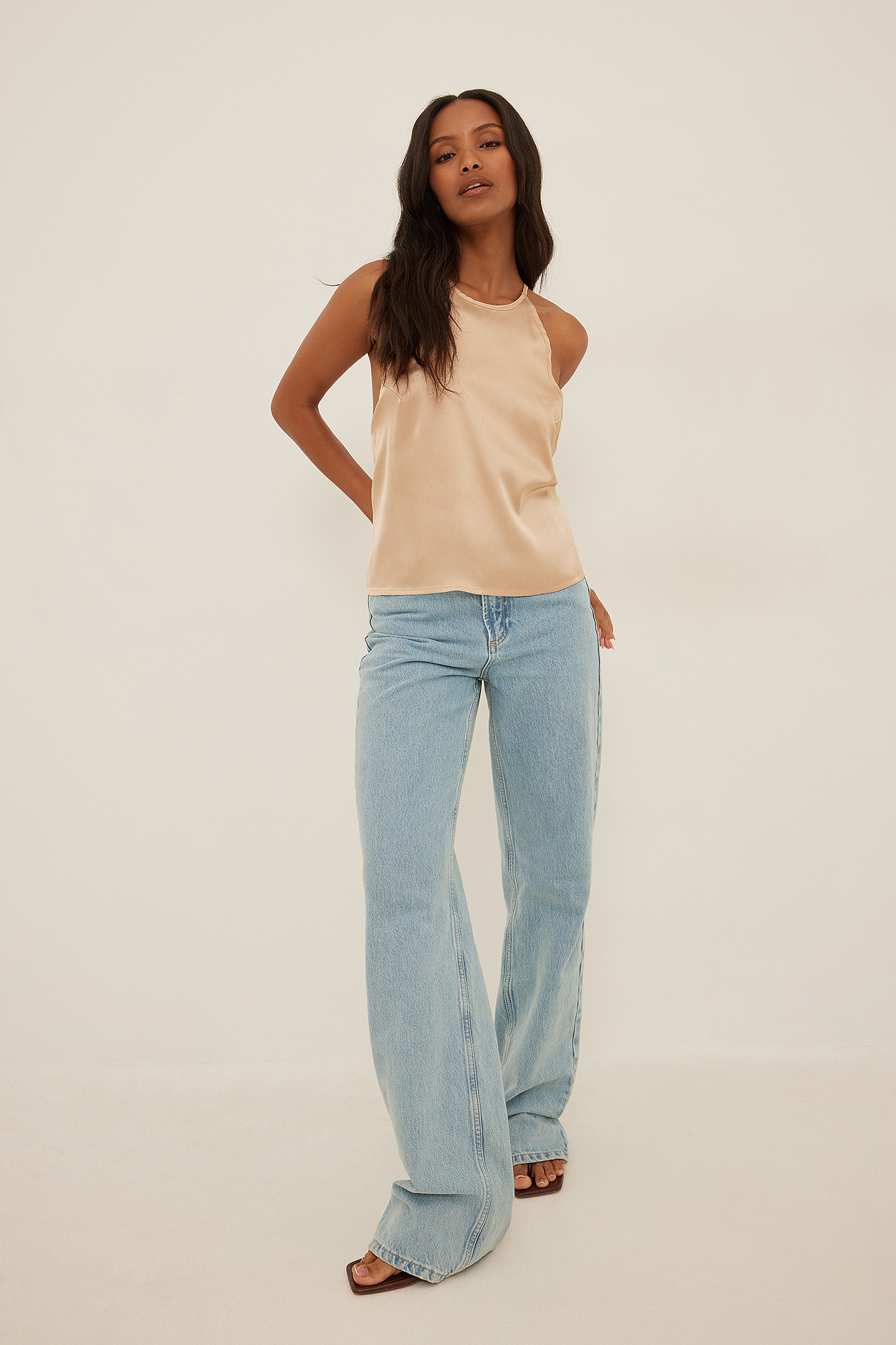 Recycled Lace Back Top Beige | na-kd.com