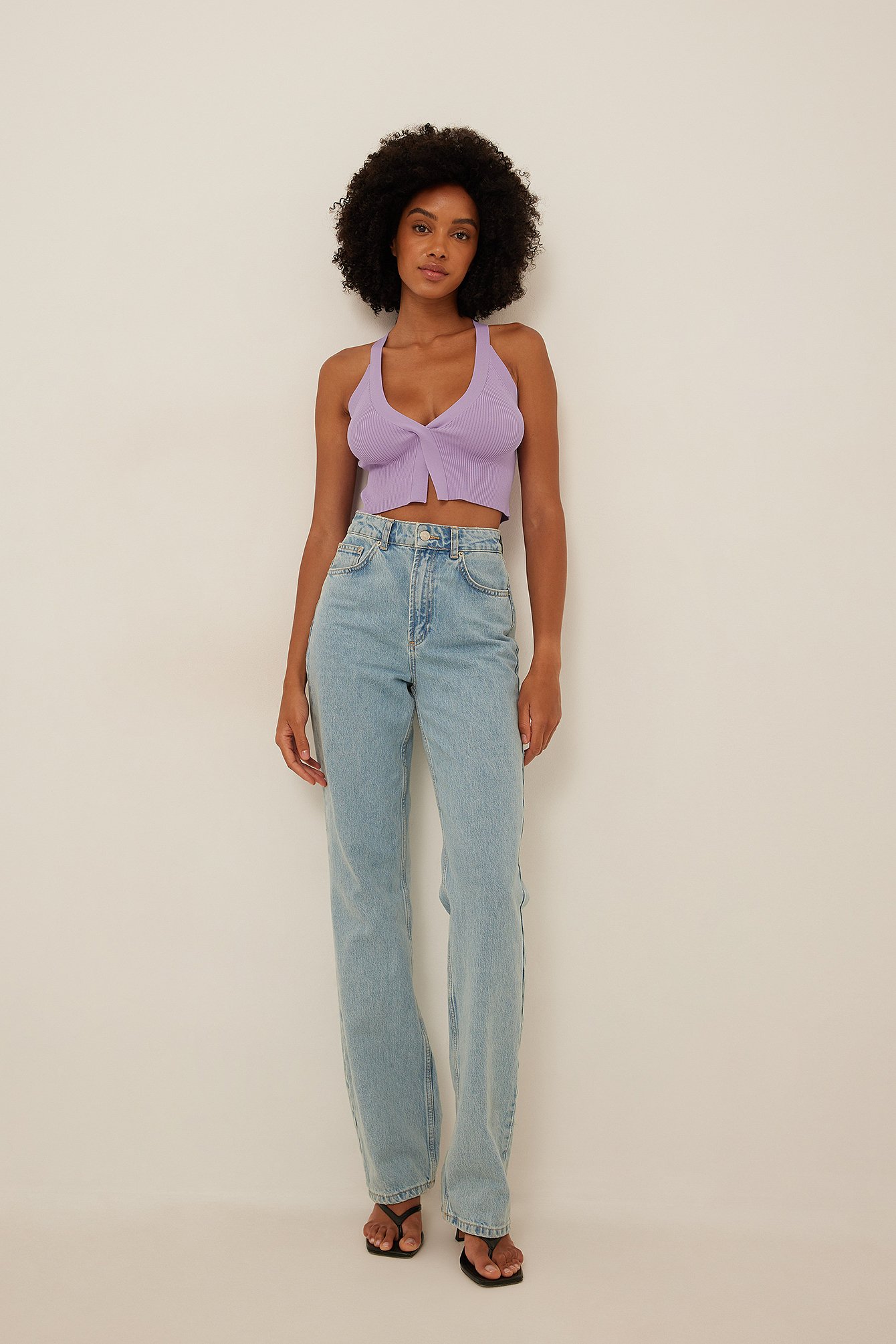 Front Slit Fine Knitted Top Purple | na-kd.com