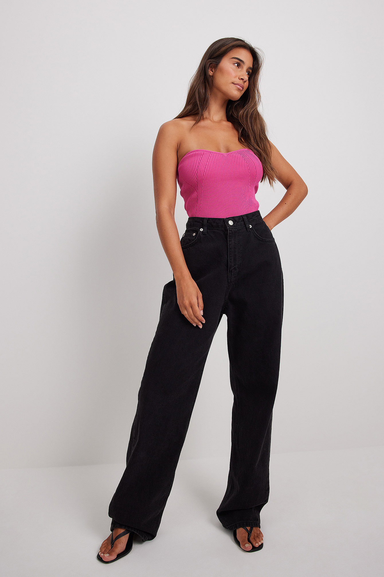 Heart Shaped Knitted Tube Top Pink | na-kd.com