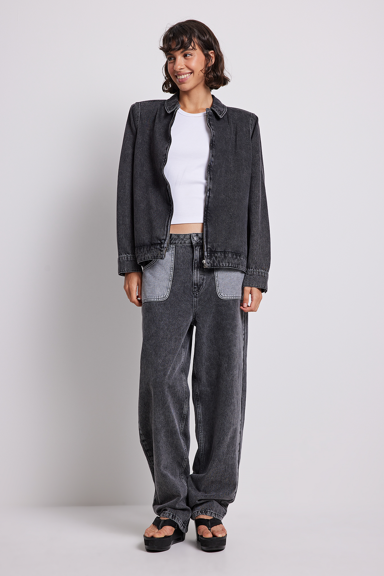 Denim Bomber Jacket Grey | na-kd.com