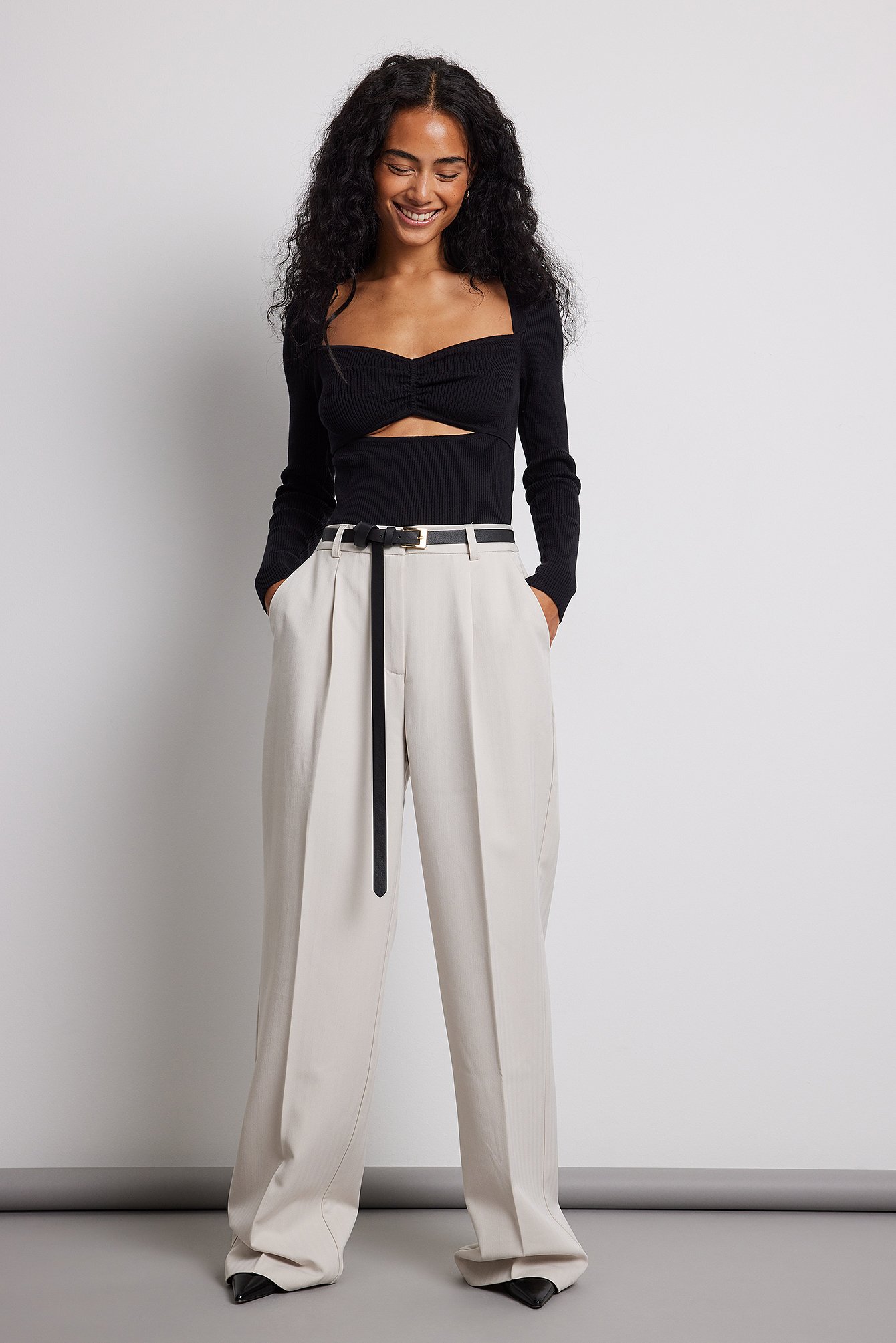 Fine Knitted Cut Out Detail Top Black | na-kd.com