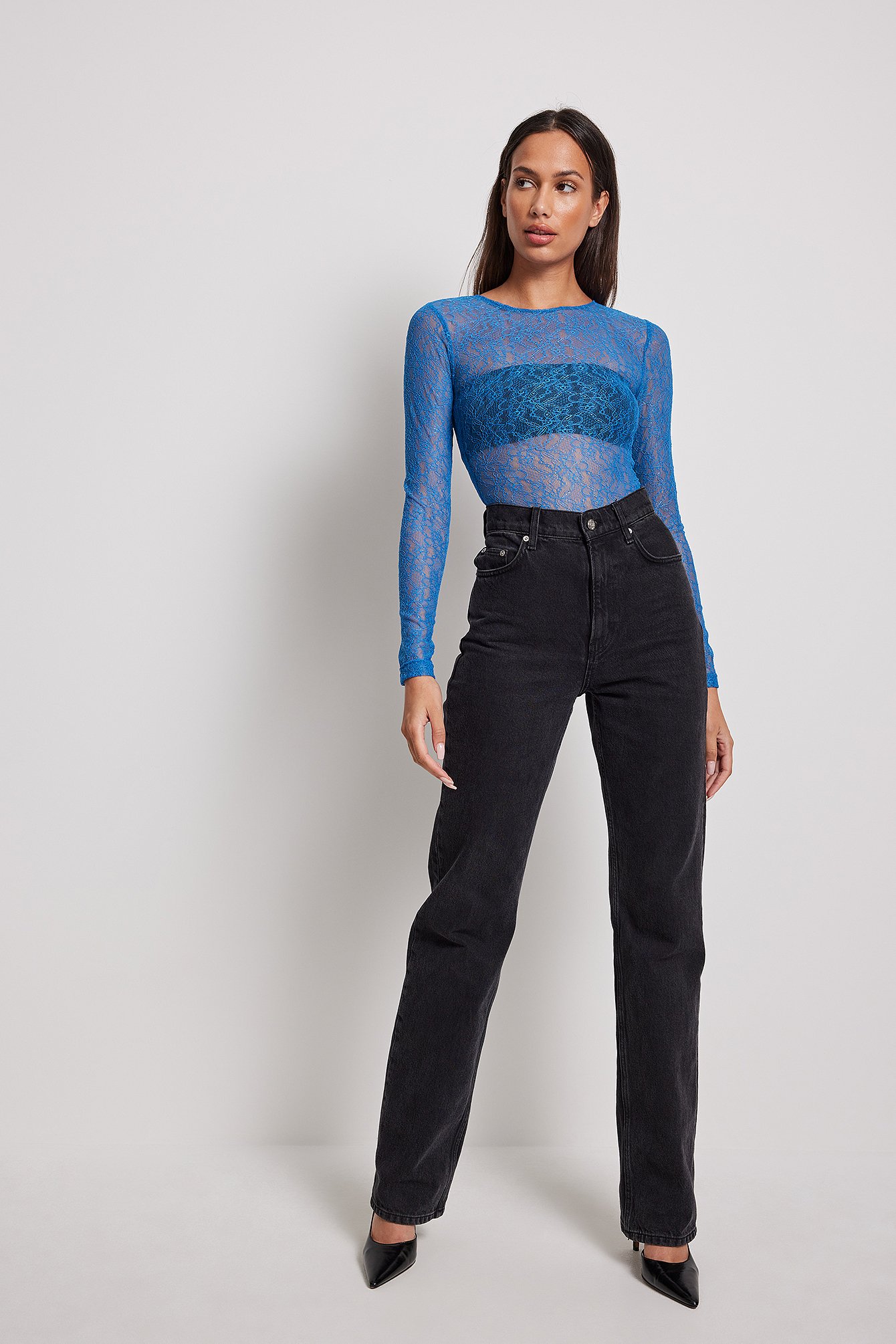 Lace High Cut Body Blue | na-kd.com