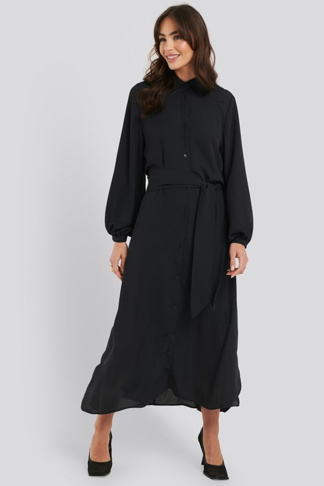 Maxi Belted Dress Black | na-kd.com