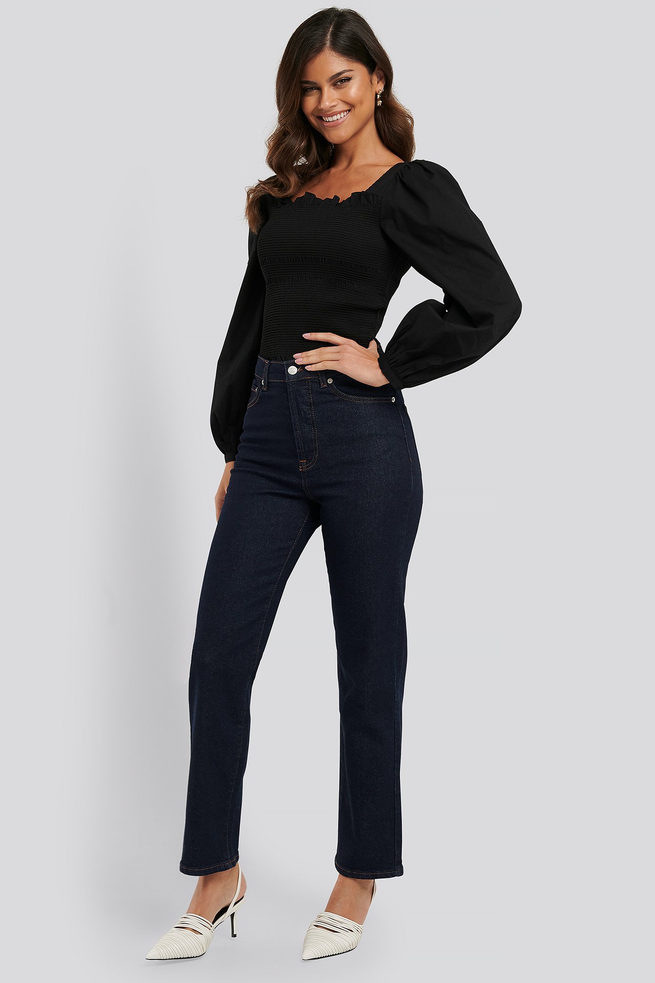 Straight High Waist Jeans Blue | na-kd.com