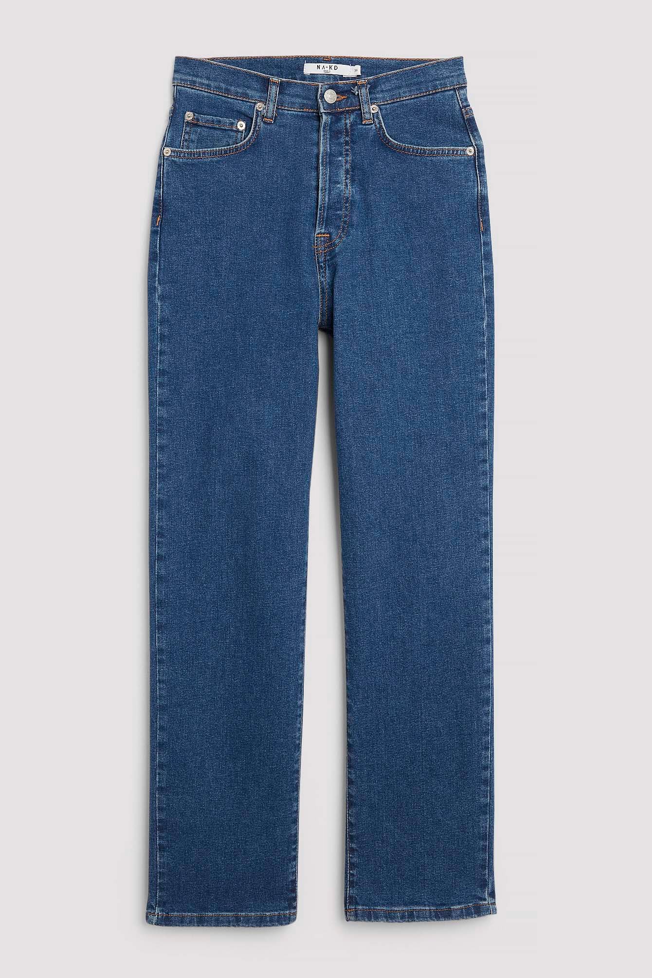 Straight High Waist Jeans Blue | NA-KD