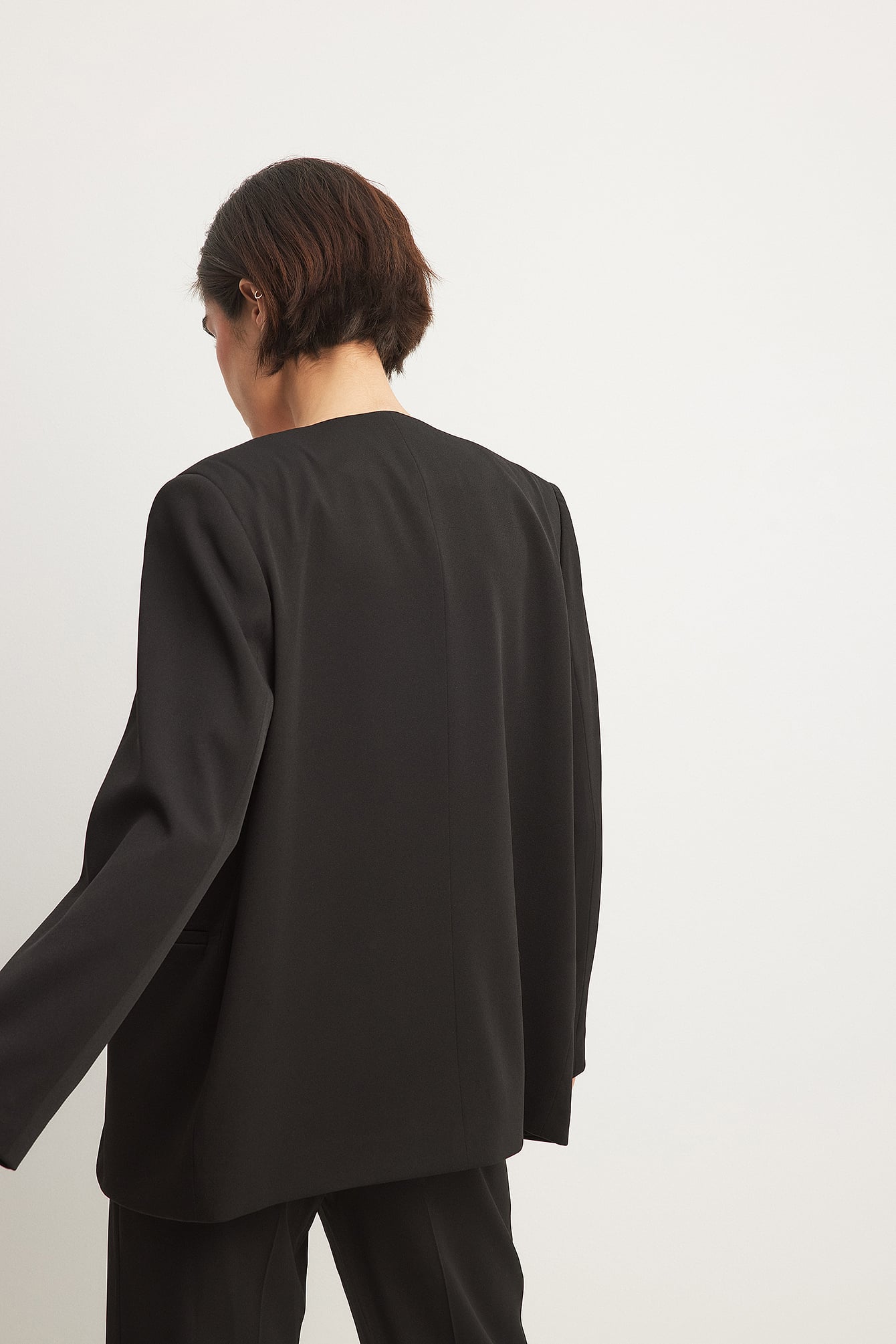 Straight Oversized No Lapel Blazer Black | NA-KD