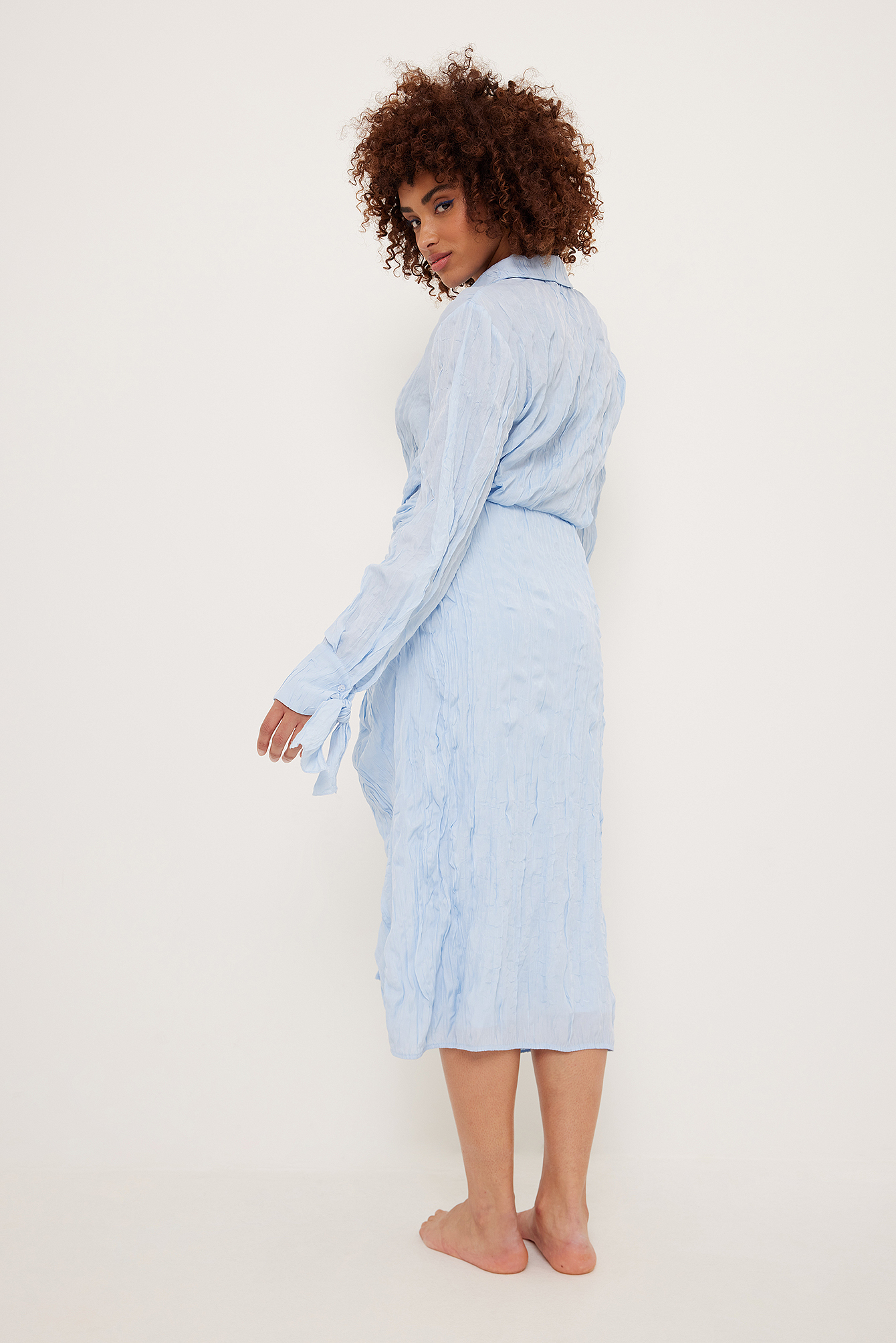 Structured Drawstring Midi Dress Blue | na-kd.com
