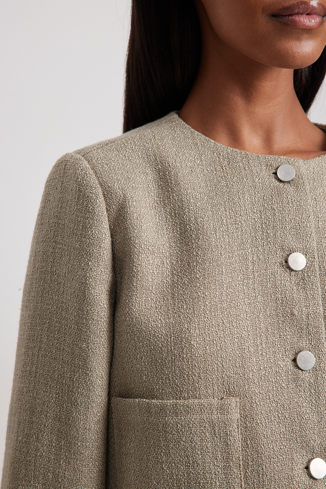 Tweed Short Jacket Beige | NA-KD