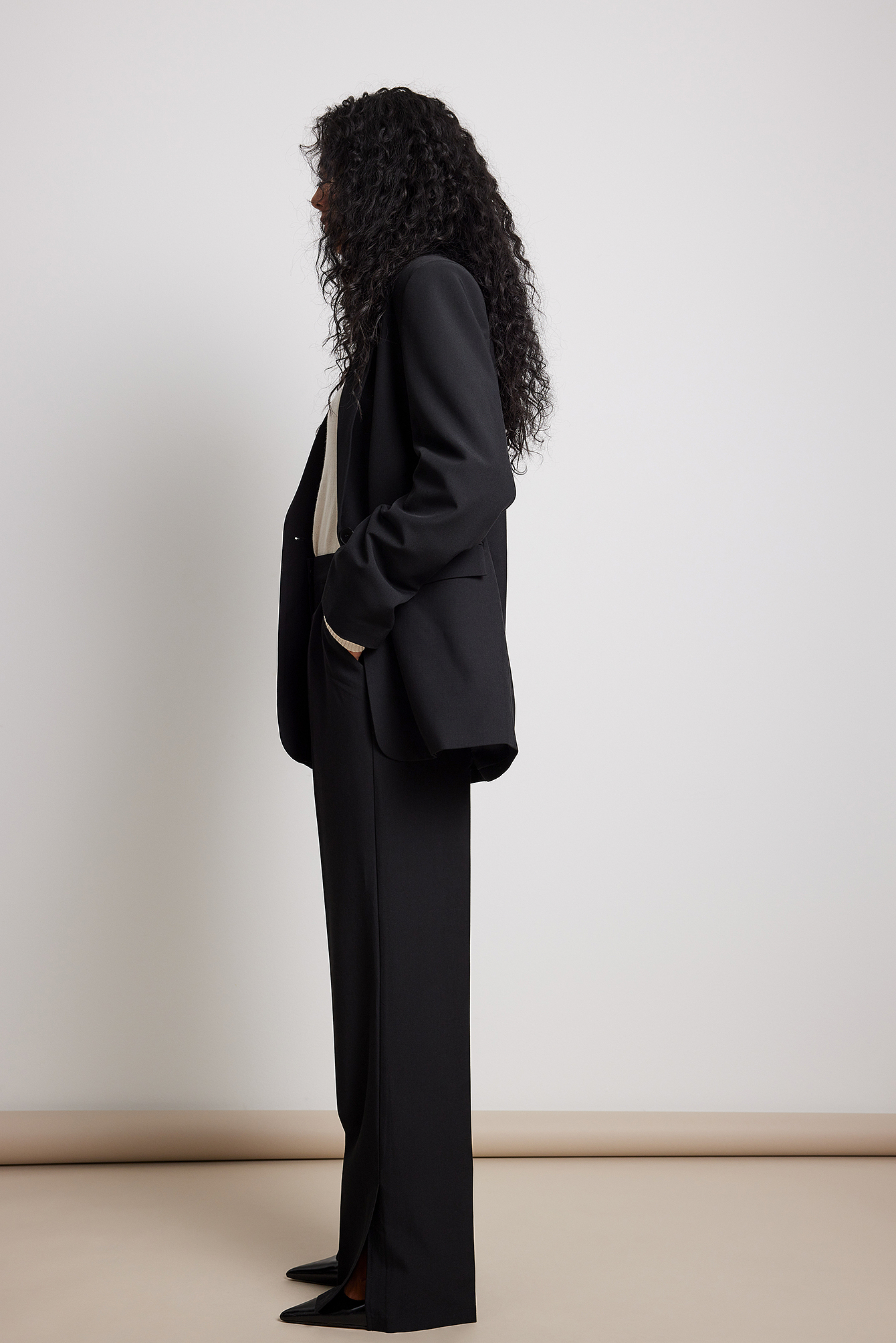 Tailored Side Slit Suit Pants Black | na-kd.com