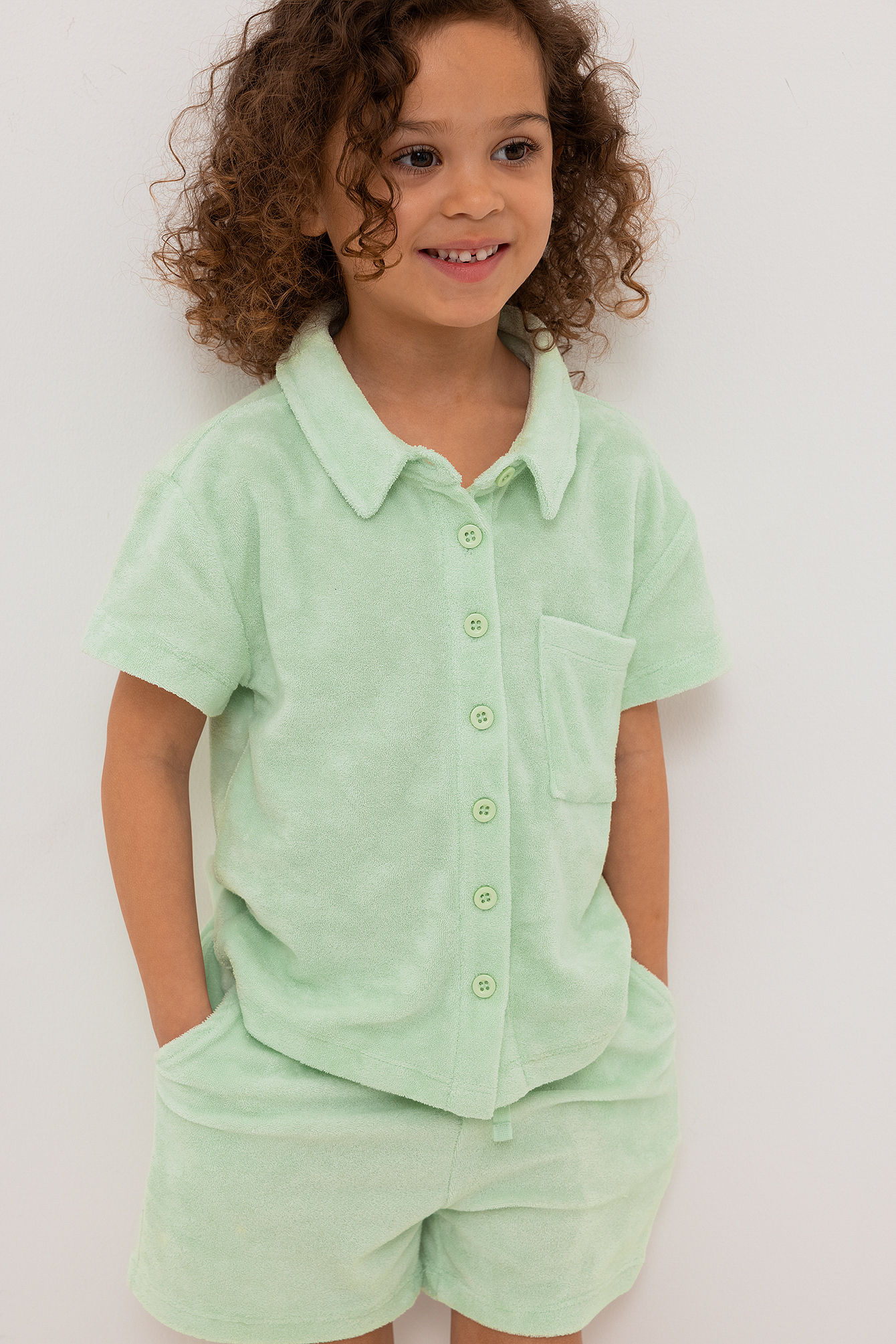 Terry Cloth Mini Shirt Green | na-kd.com