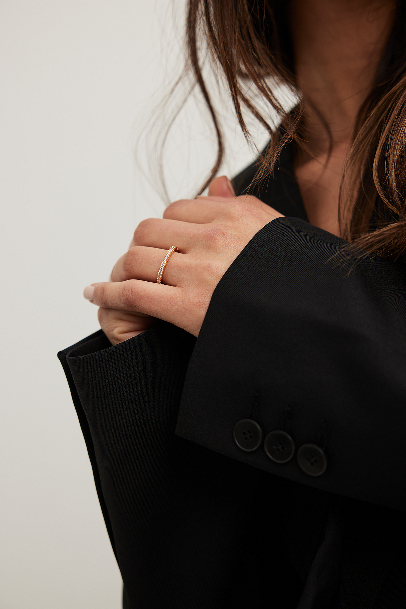 Thin Gold Plated Strass Ring Gold | NA-KD