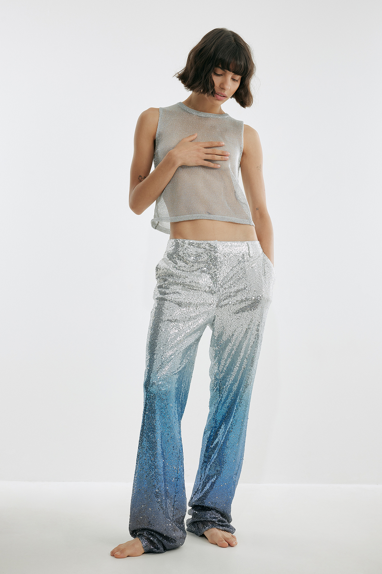 Transparent Net Top Silver | na-kd.com