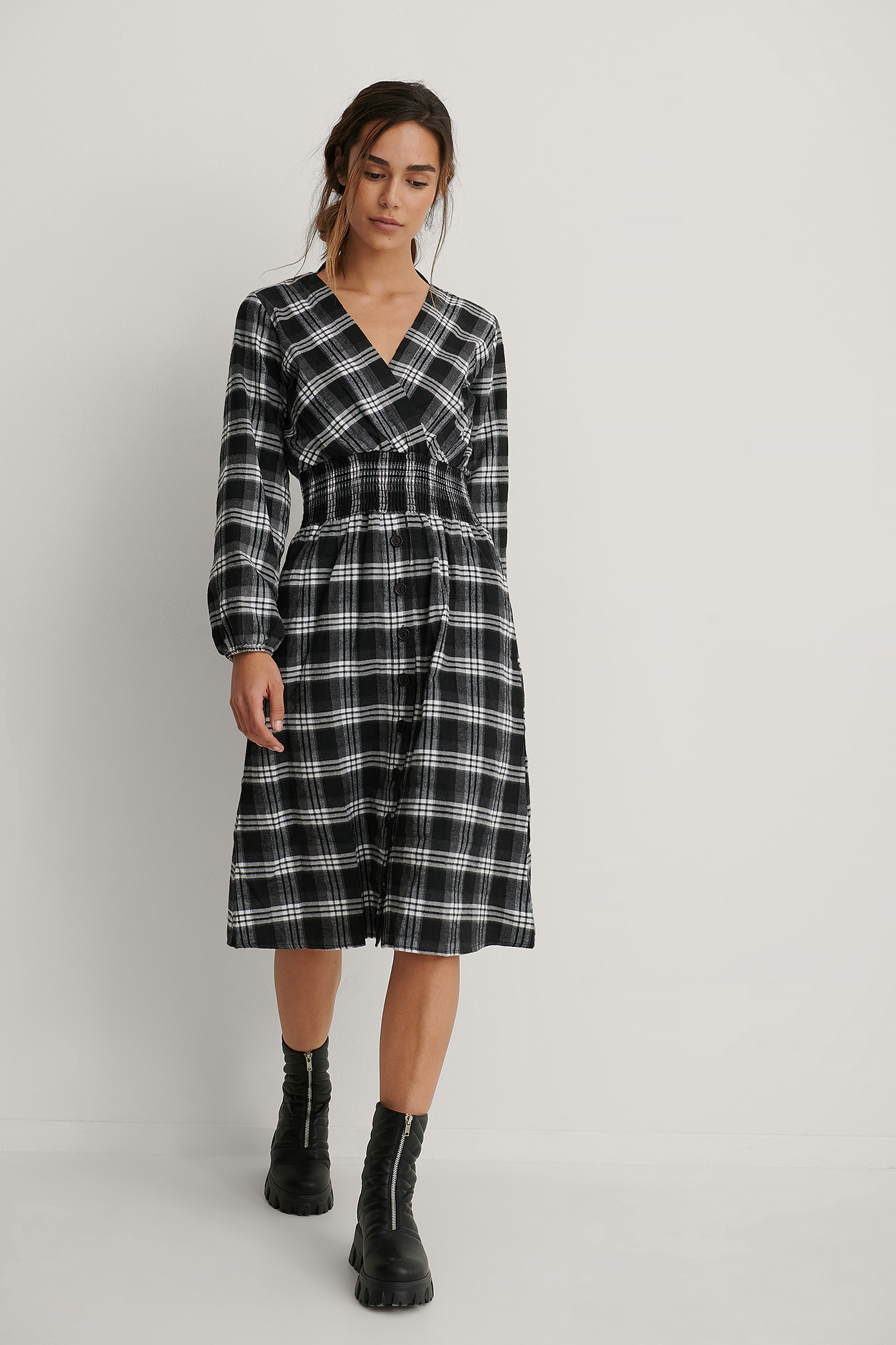 Checkered Midi Dress Multicolor | NA-KD