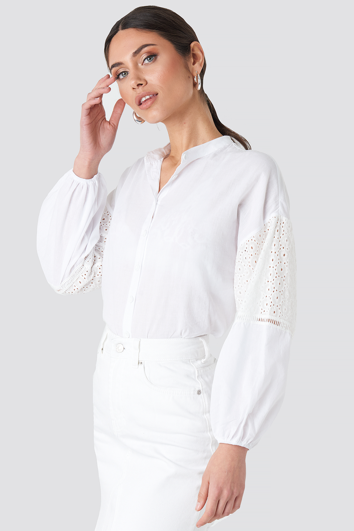 Sleeve Detailed Shirt White | NA-KD