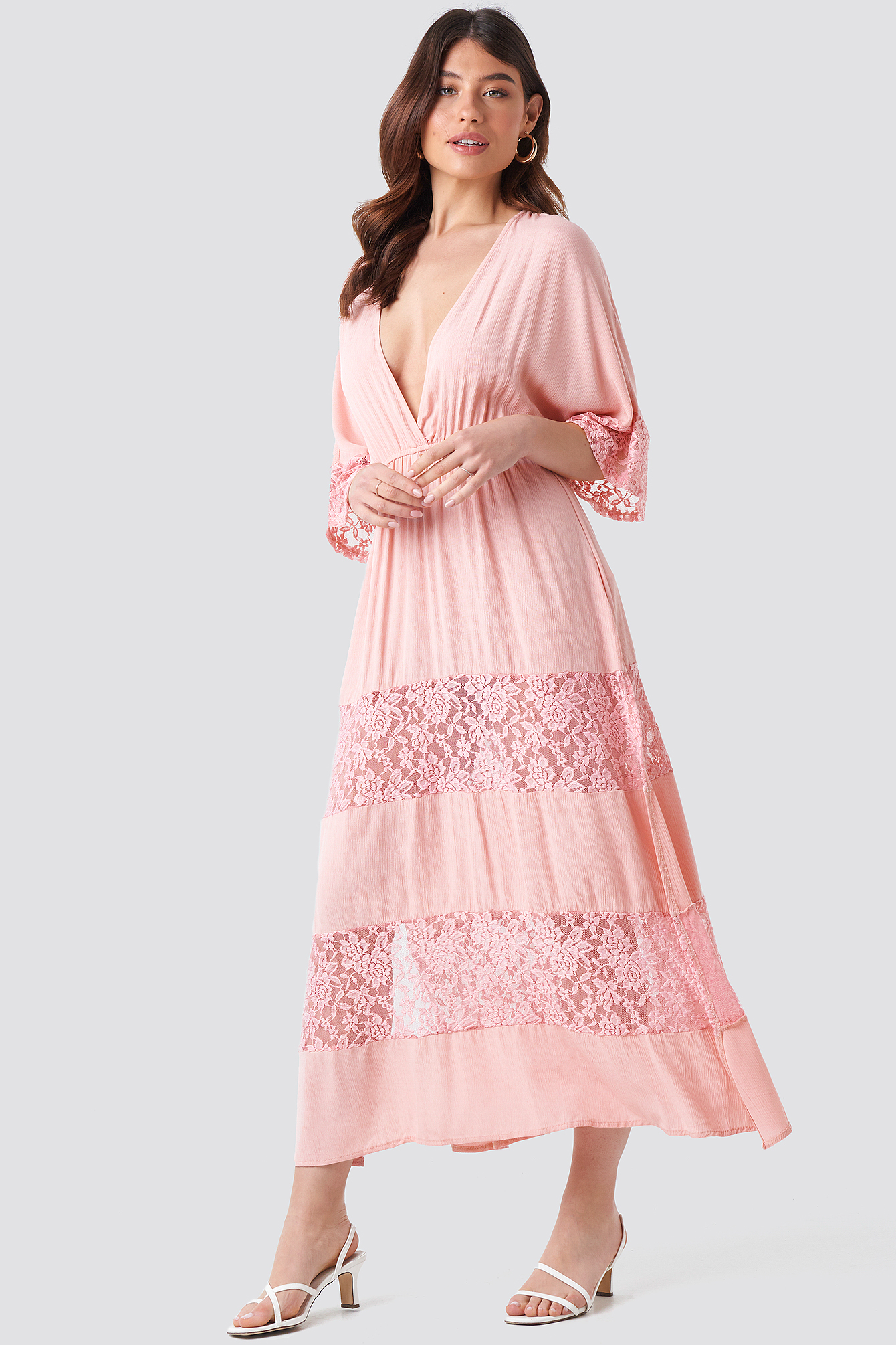 Tulum Lace Maxi Dress Pink | na-kd.com