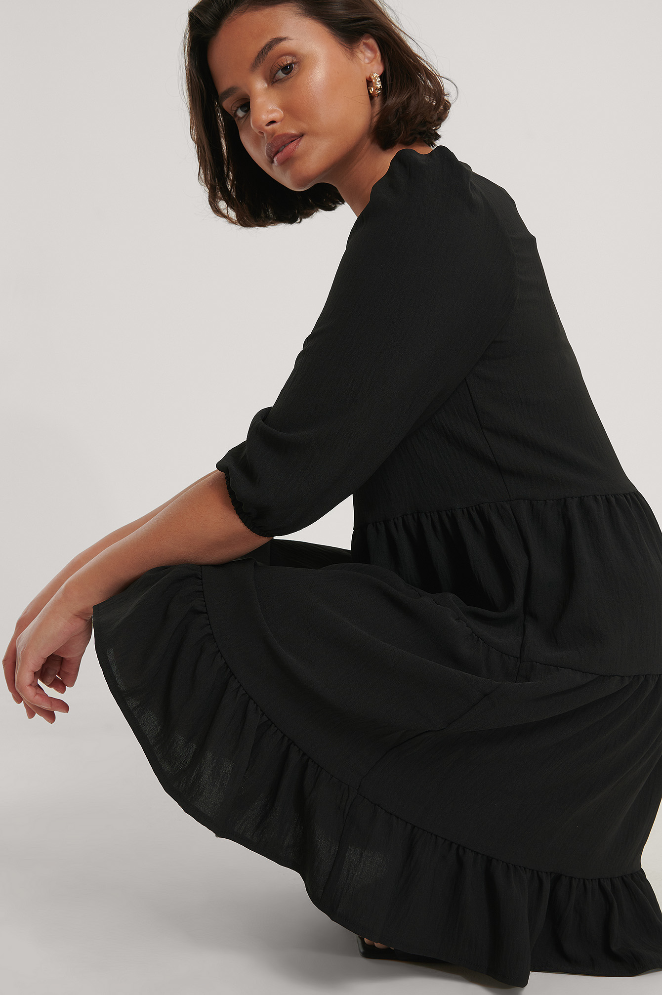 V-Neck Mini Dress Black | NA-KD