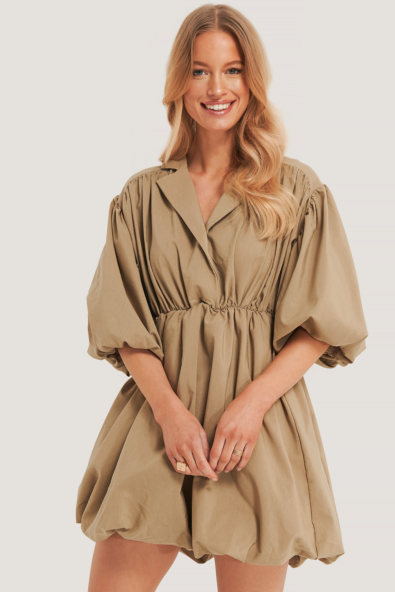 Balloon Mini Dress Beige | NA-KD