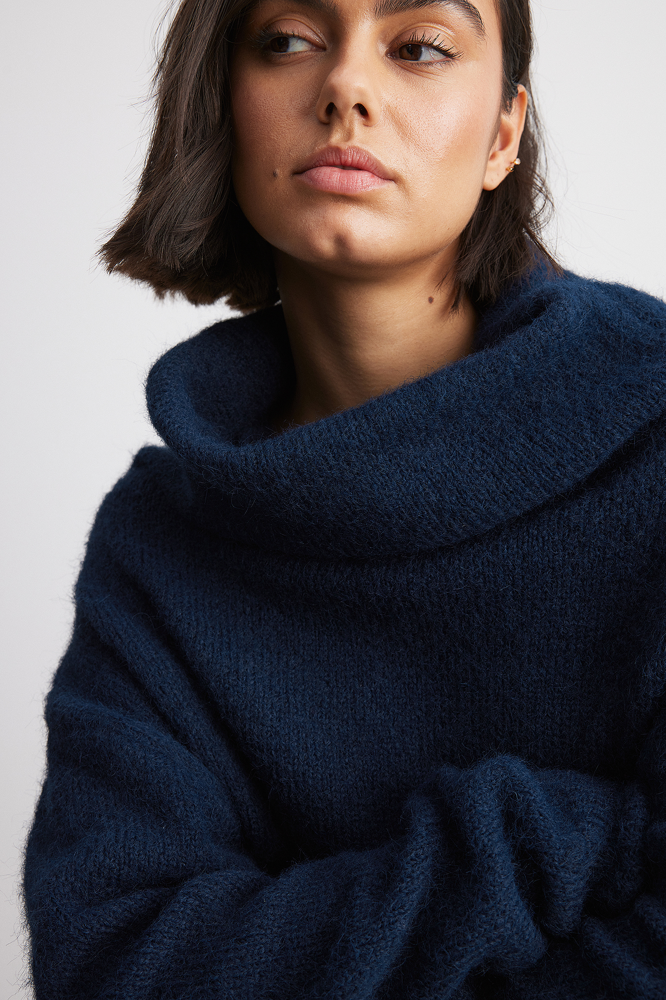 Turtleneck Detail Knitted Sweater Blue | NA-KD