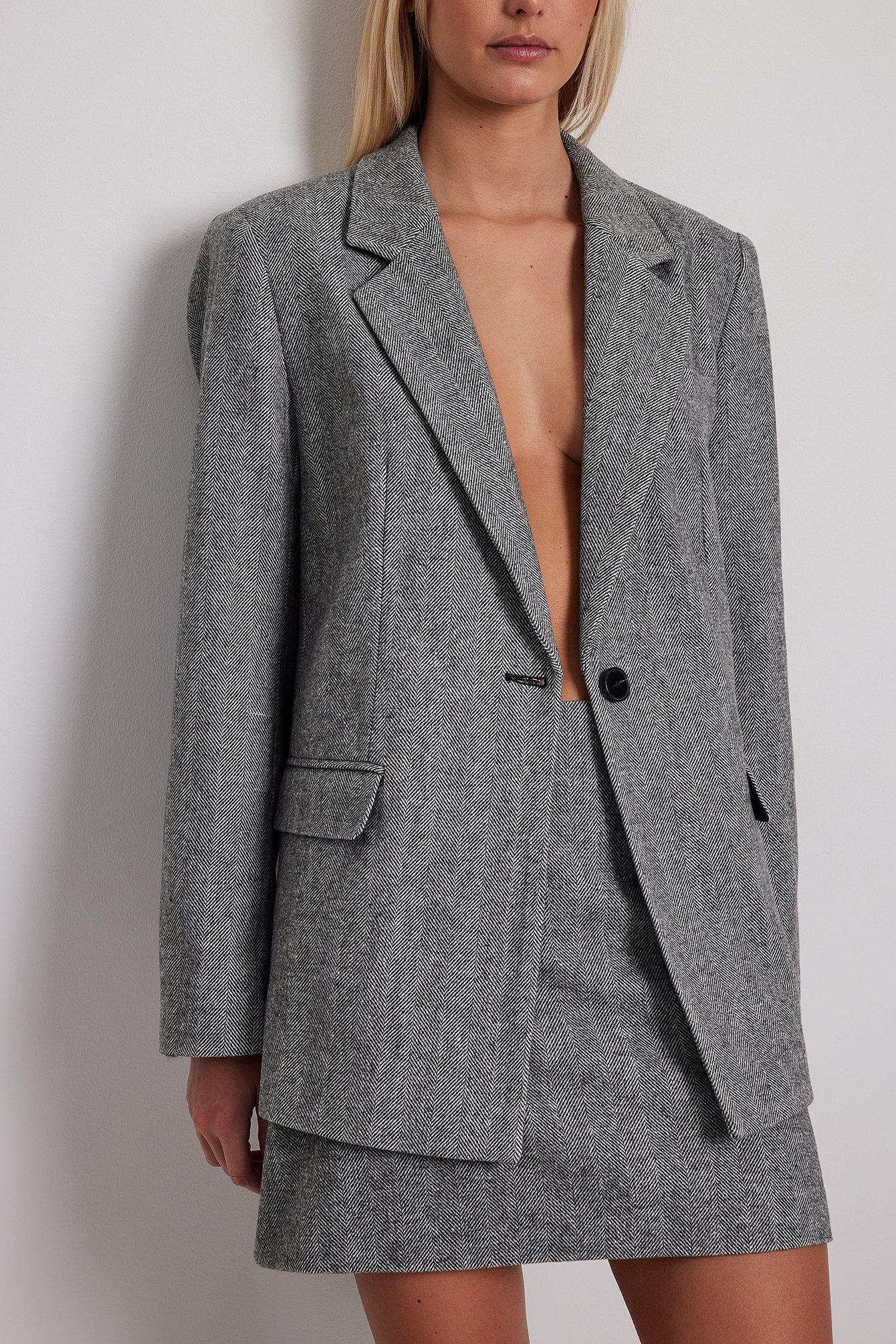 Tweed Blazer Grey | NA-KD