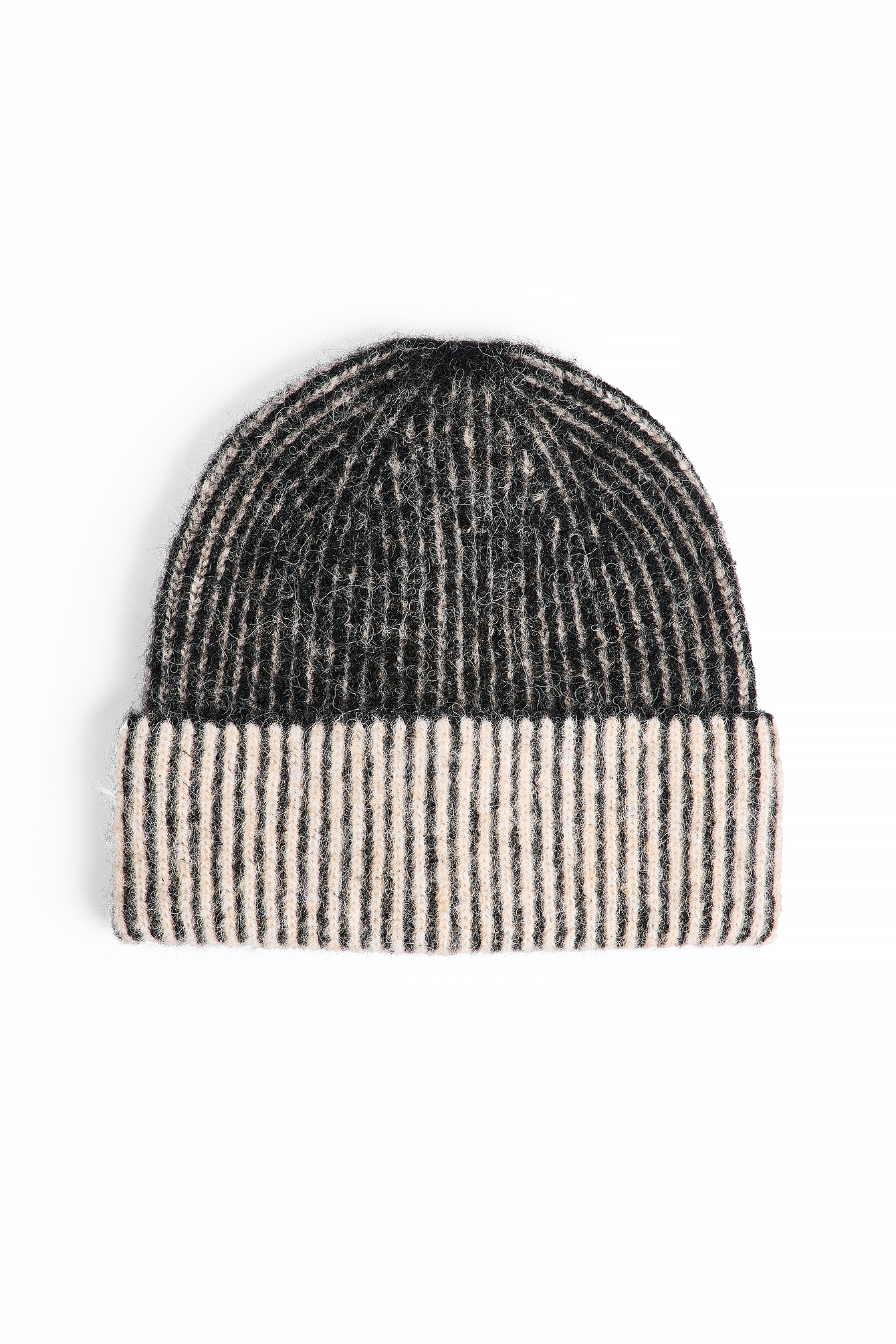 Two Toned Wool Blend Ribbed Beanie Black | NA-KD