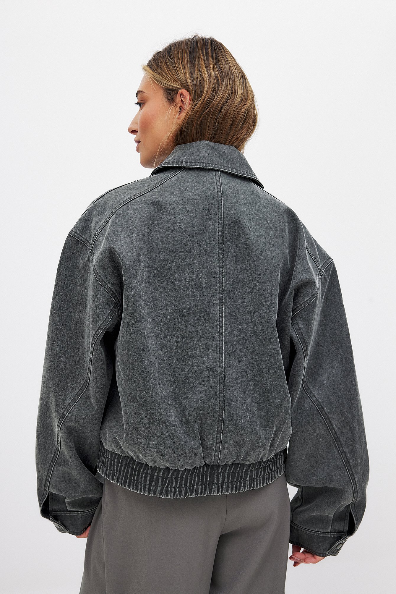 Washed Out Bomber Jacket Grey | NA-KD
