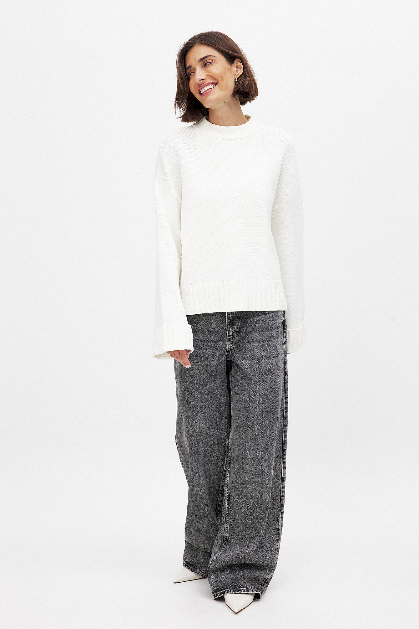 Wide Low Waist Jeans Grey | NA-KD