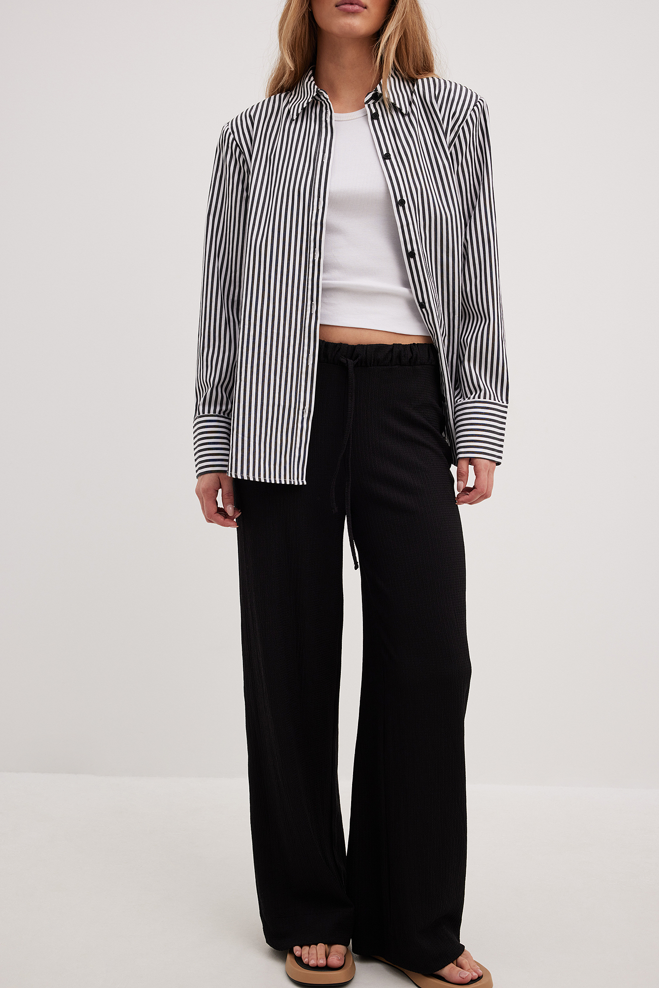 Wide Structured Trousers Black | NA-KD