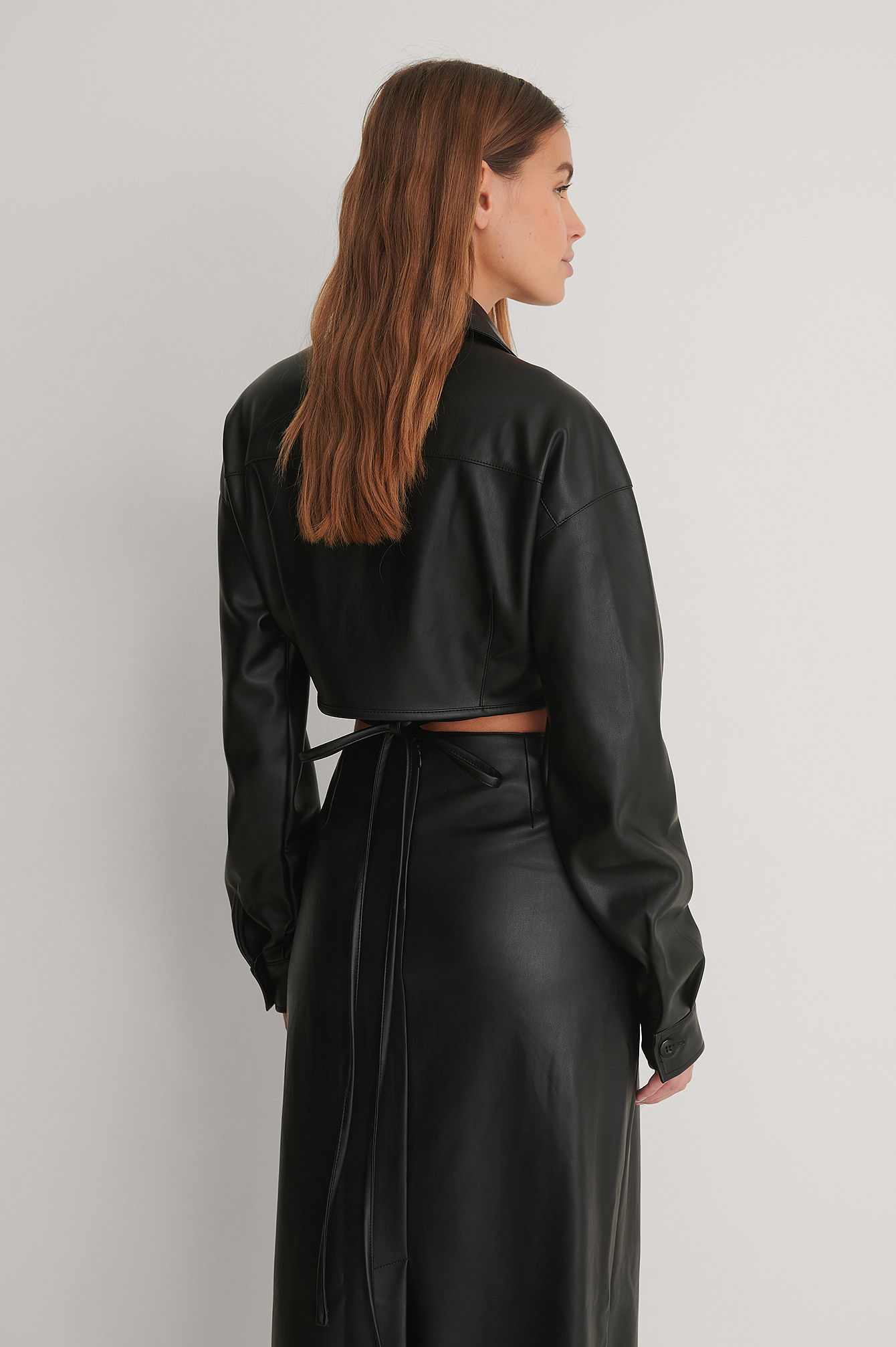 Wrap Tie Leather Jacket Black | na-kd.com