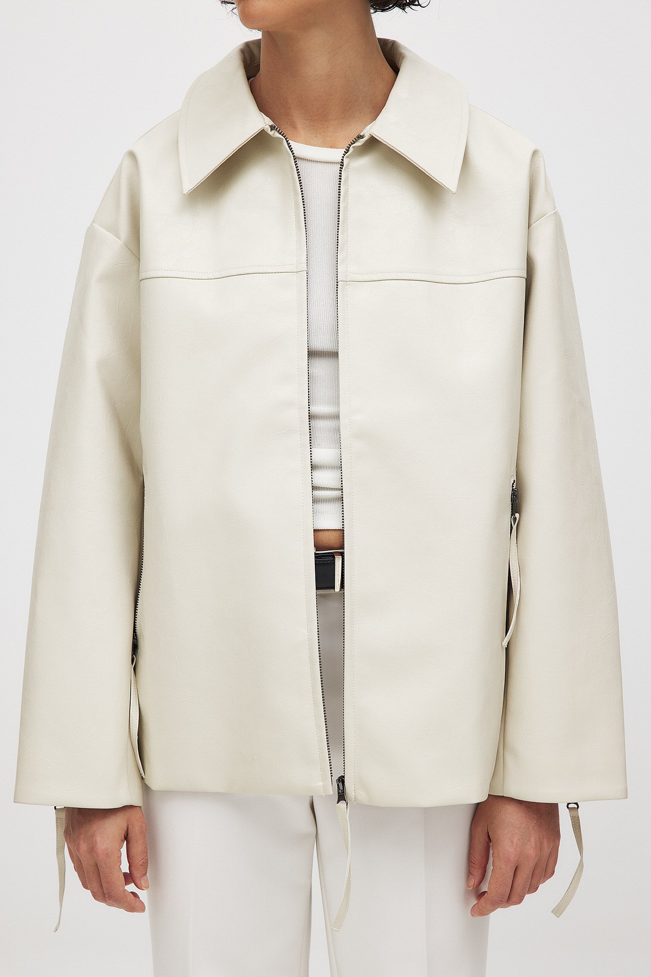 Zip Detail Pu Jacket Beige | NA-KD