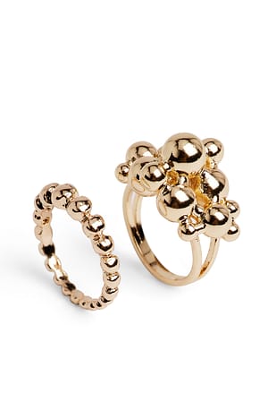 2-pack Bubble Chunk Rings Gold | NA-KD