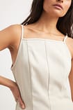 Deep Back Tie Detail Midi Dress Offwhite | NA-KD