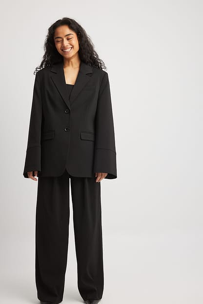 Wide Leg High Waist Suit Pants Black | NA-KD