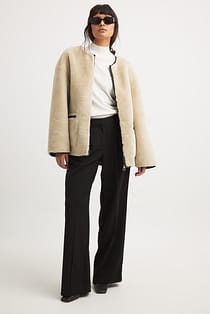 Bonded Teddy Jacket Beige | NA-KD