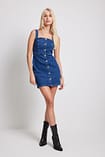Buttoned Denim Mini Dress Blue | NA-KD