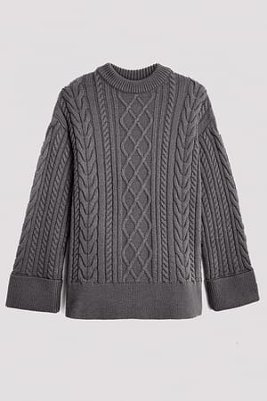 Cable Knit Sweater Grey | NA-KD