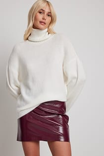 PU-Minirock aus Knitterstoff Rot | NA-KD