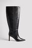 Croc Pointy Toe Boots Black | NA-KD