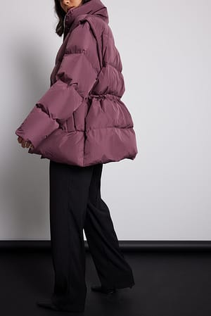 Down Blend Removable Sleeves Padded Jacket Purple | NA-KD