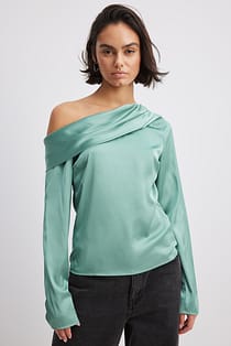 Draped One Shoulder Top Green | NA-KD