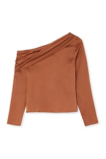 Draped One Shoulder Top Brown | NA-KD