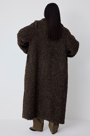 Duffle Button Teddy Coat Green | NA-KD