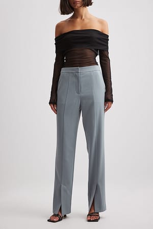 Front Slit High Waist Pants Grey | NA-KD