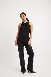 Funnel Neck Open Back Top Black | NA-KD