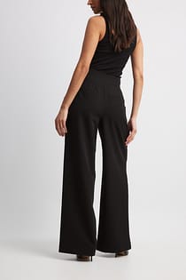 High Waisted Wide Leg Suit Pants Black | NA-KD