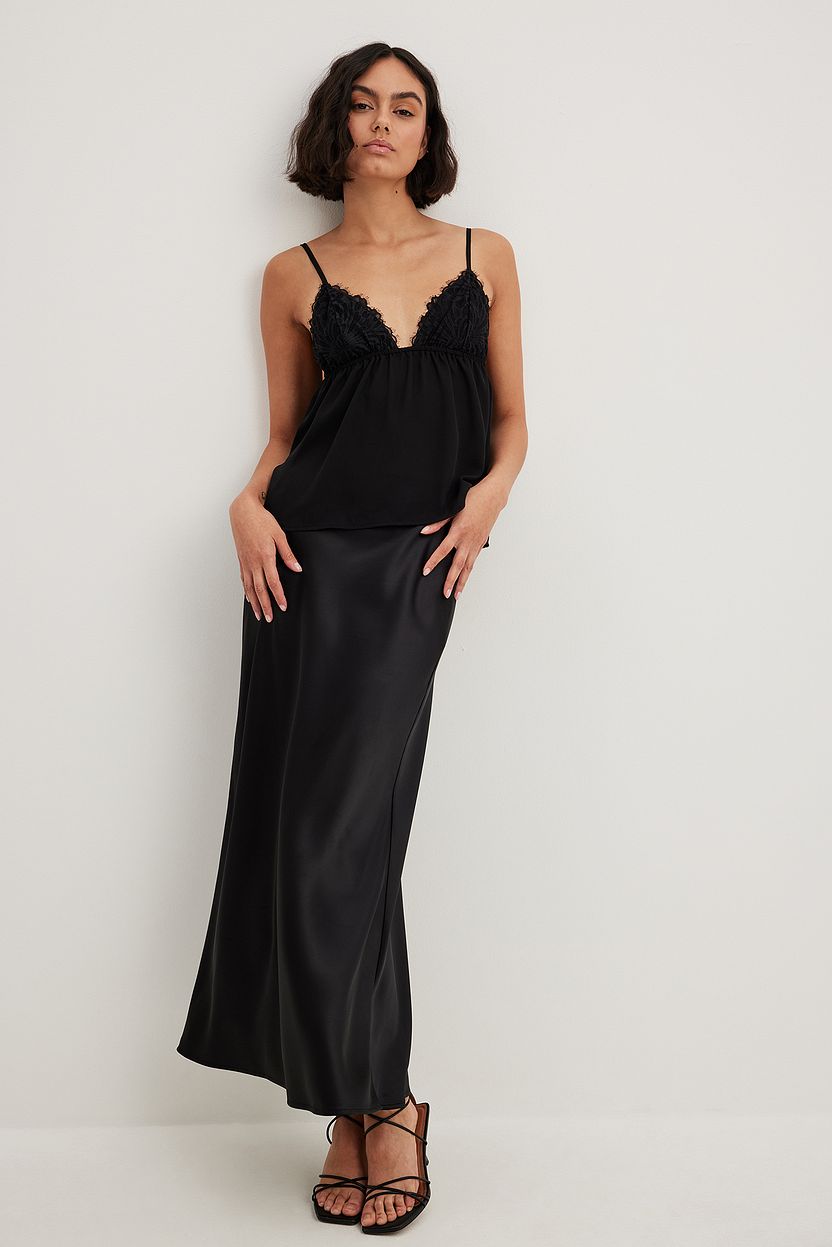 Lace Cup Singlet Black | NA-KD