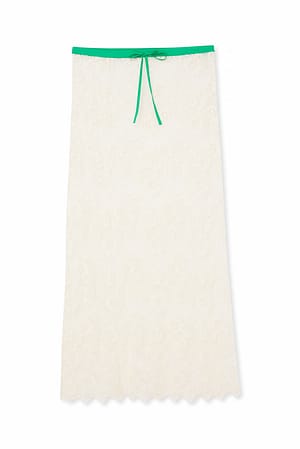 Lace Drawstring Detail Midi Skirt Offwhite | NA-KD