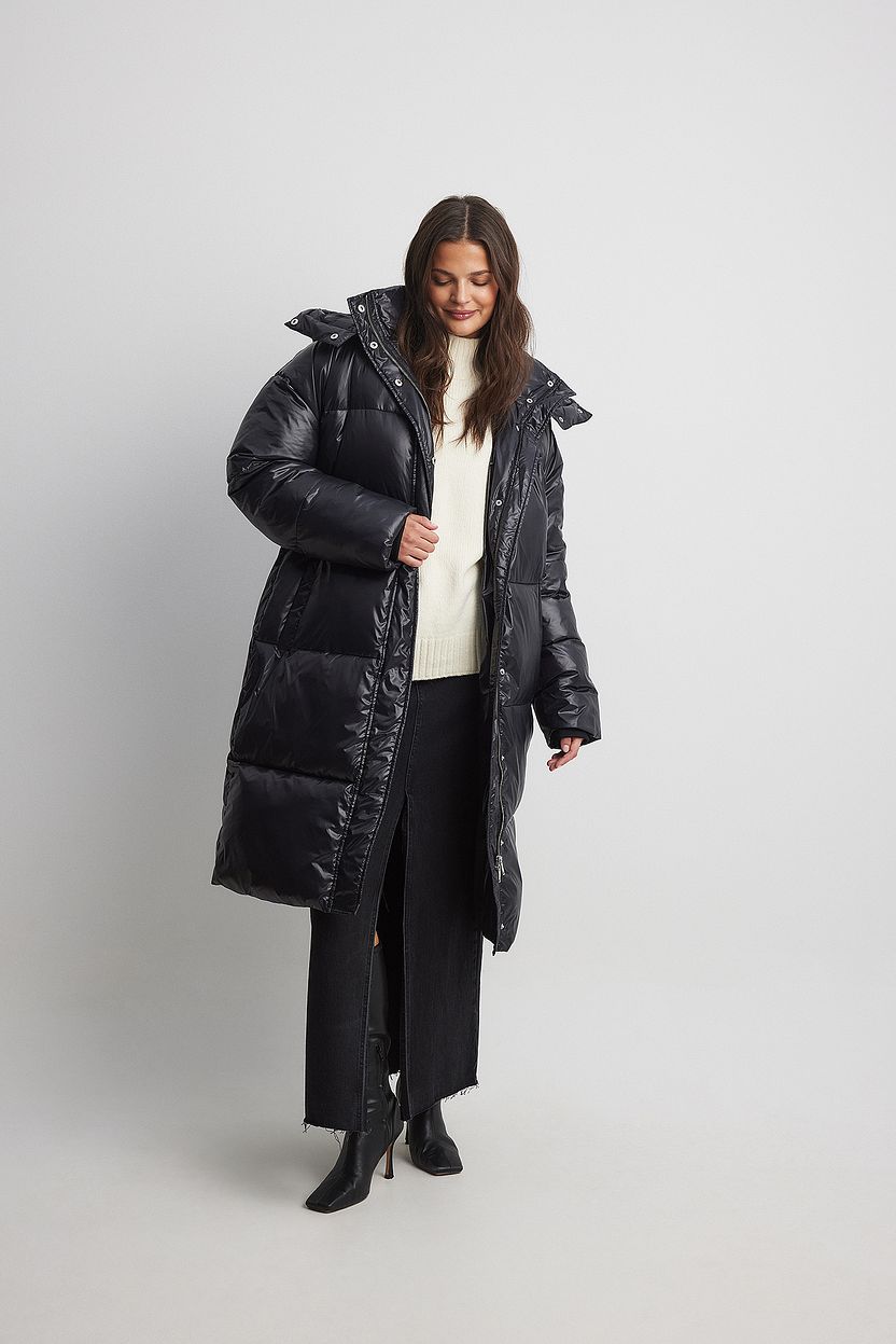 Long Oversized Padded Jacket Black | NA-KD