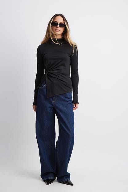Long Sleeve Jersey Top Black | NA-KD